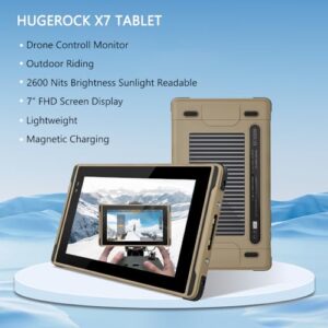 Hugerock X7 Rugged Tablet 7 inch, 2600nit Sunlight Readable, 8+128GB Android 13 Waterproof Tablets for Outdoor Moto Drone Camera Monitor