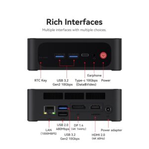 Beelink SER5 MAX Mini PC,AMD Ryzen 7 5800H(8C/16T,up to 4.4GHz,TDP 54W),Mini Computer with 16G DDR4 RAM/500GB M.2 NVMe 2280 SSD,Support 4K FPS/Triple Screen Display/WiFi 6/BT5.2/USB3.2/Dual Fans