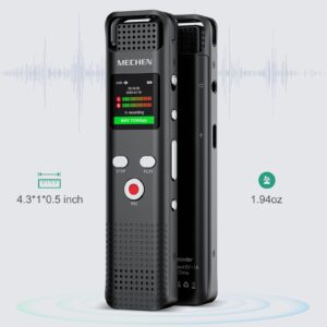 64GB Digital Voice Recorder Voice Activated Audio Recorder for Lectures Meetings - MECHEN 1536Kbps Small Rechargeable Dictaphone with Playback,7-Level Noise Reduction,Microphone,Password (Black)