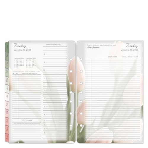 FranklinCovey - Blooms Two Page Per Day Ring-Bound Planner (Classic, Jan 2024 - Dec 2024)