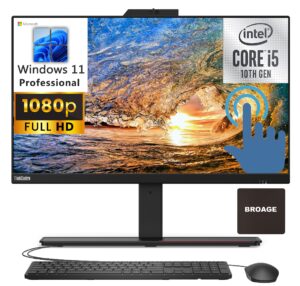 lenovo thinkcentre m90a aio 23.8" touchscreen fhd business all-in-one desktop computer, intel hexa-core i5-10400 (beat i7-8700), 64gb ram, 1tb pcie ssd, dvdrw, wifi 6, windows 11 pro, broag mousepad