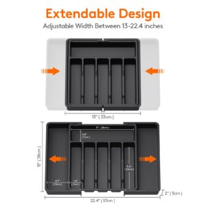 Lifewit Silverware Drawer Organizer, Expandable Utensil Tray for Kitchen, 5 Pack Drawer Dividers Plastic 4" High, 11-17" Adjustable Drawer Organizers