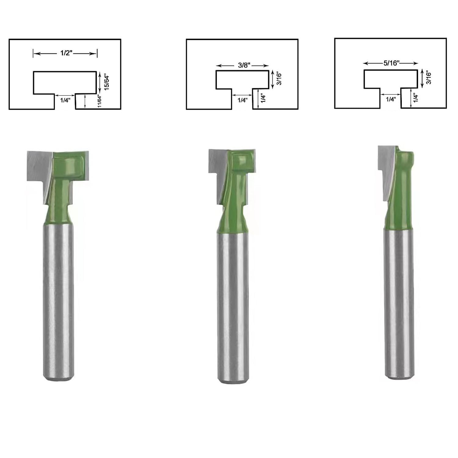 TOTOWOOD Keyhole Router Bits Set, 1/4" Shank Router Bit Set ，6 pcs Router Bit Set 1/4 & 5/16 & 3/8 & 9/16 & 1/2 & 5/8 Inch Blade Diameter