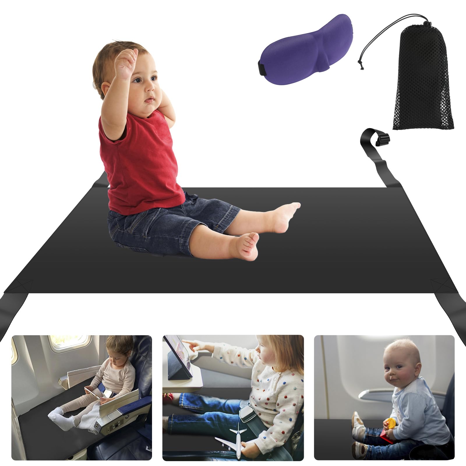 Airplane Bed for Toddler,Airplane Footrest for Kids,Portable Toddler Travel Bed,Baby Travel Essentials for Flying Sleeping,Airplane Seat Extender for Kids,Travel Essentials for Kids Toddlers(suit)