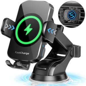 wireless car charger, fast charging phone holder bothlin 3 in 1 phone mount auto clamping car accessories compatible with iphone 15 14 13 12 11 xs xr, samsung s23 ultra s22 s21 s20/s10+ s9+ note 9