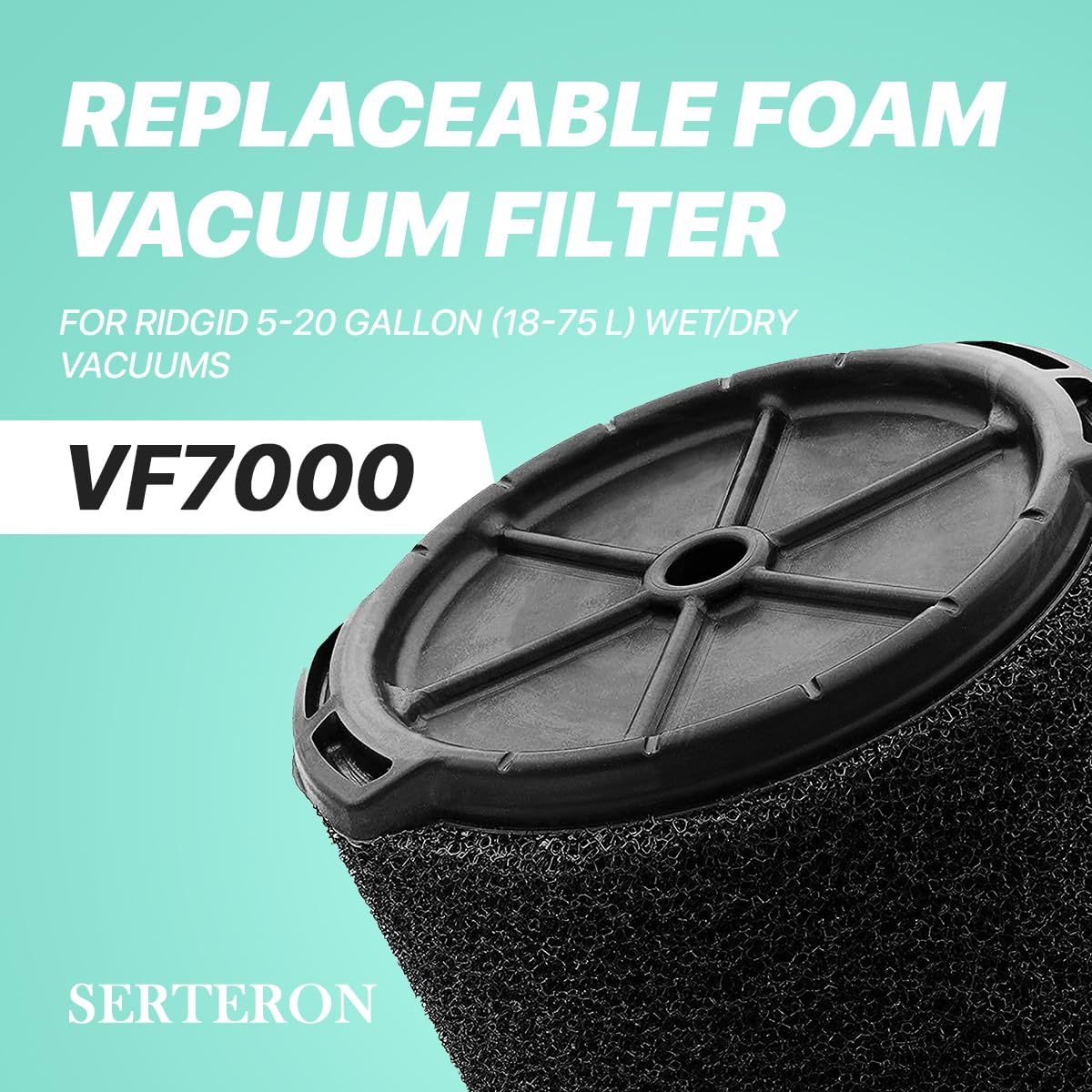 VF7000 Replacement Filter Compatible with Ridgid Wet Only Vac Filter for Ridgid 5-20 Gallon Wet/Dry Vacuums