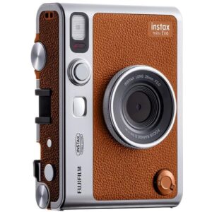 Fujifilm INSTAX Mini EVO Hybrid Instant Camera (Brown) Bundle, Includes: Fujifilm INSTAX Mini Film (60 Exposures), SanDisk 128GB MicroSDXC Memory Card and More (5 Items)