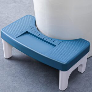 toilet stool squat adult, bathroom stool, sturdy poop stool for bathroom adults, toilet foot step stool for adults with storage groove, 7 inch height blue