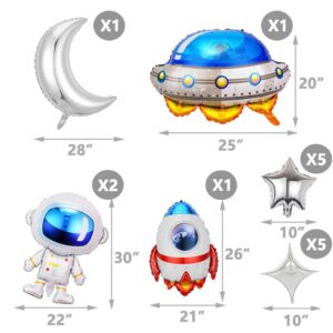 Siticoto Large Outer Space Balloon, 15 Pcs Astronaut Space Mylar Balloons Set Astronaut Spaceman Rocket Airship Moon Star UFO Helium Foil Balloons for Space Themed Party Supplies Birthday Decorations