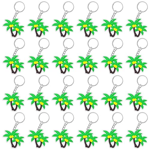 CiciBear 24 Pack Coconut Tree Keychains Party Decoration for Guests, Hawaiian Party, Luau Aloha Baby Shower, School Party, Summer Beach Kids Birthday