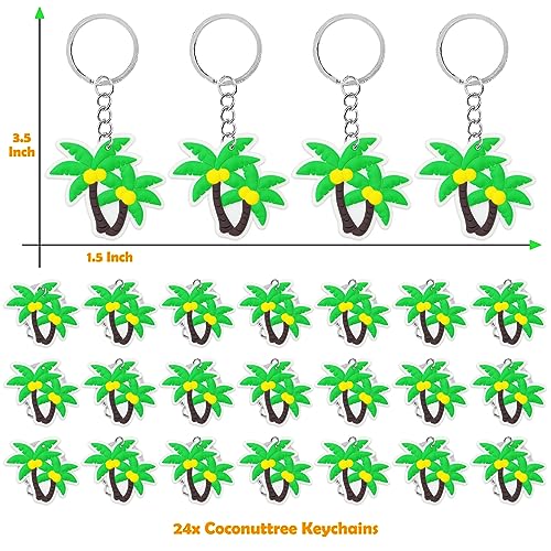 CiciBear 24 Pack Coconut Tree Keychains Party Decoration for Guests, Hawaiian Party, Luau Aloha Baby Shower, School Party, Summer Beach Kids Birthday