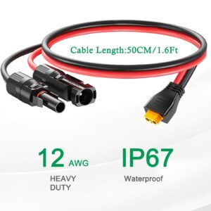 MaxEnergy Solar Panels to XT60 Connector Charge Extension Cable 10AWG Solar Connector to XT60 Adapter Cable for Solar Panel to Portable Power Station Solar Generator