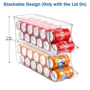 Puricon 2 Pack Soda Can Organizer Dispenser for Refrigerator Bundle with Drink Organizer for Fridge Pusher Glide