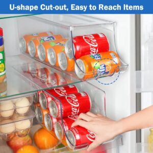 Puricon 2 Pack Soda Can Organizer Dispenser for Refrigerator Bundle with Drink Organizer for Fridge Pusher Glide