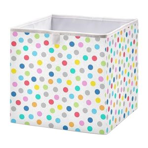 emelivor polka dot cube storage bin fabric storage cubes large storage baskets for shelves collapsible cube organizer bins for shelves nursery closer bedroom home,11 x 11inch