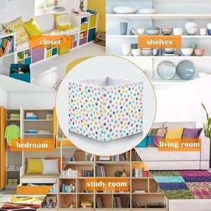 Emelivor Polka Dot Cube Storage Bin Fabric Storage Cubes Large Storage Baskets for Shelves Collapsible Cube Organizer Bins for Shelves Nursery Closer Bedroom Home,11 x 11inch