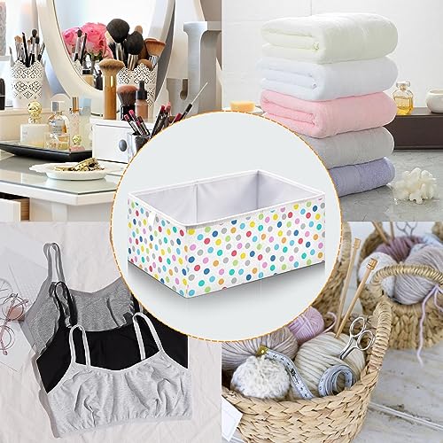 Emelivor Polka Dot Cube Storage Bin Fabric Storage Cubes Large Storage Baskets for Shelves Collapsible Cube Organizer Bins for Shelves Nursery Closer Bedroom Home,11 x 11inch