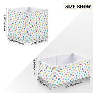 Emelivor Polka Dot Cube Storage Bin Fabric Storage Cubes Large Storage Baskets for Shelves Collapsible Cube Organizer Bins for Shelves Nursery Closer Bedroom Home,11 x 11inch