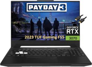 asus tuf dash f15 gaming laptop (15.6" 144hz, intel 12th gen i7-12650h, 64gb ram, 2tb pcle ssd, geforce rtx 3070 8gb (beat rtx 4060)), thunderbolt 4, backlit kb, ist cable, win 11 home - black