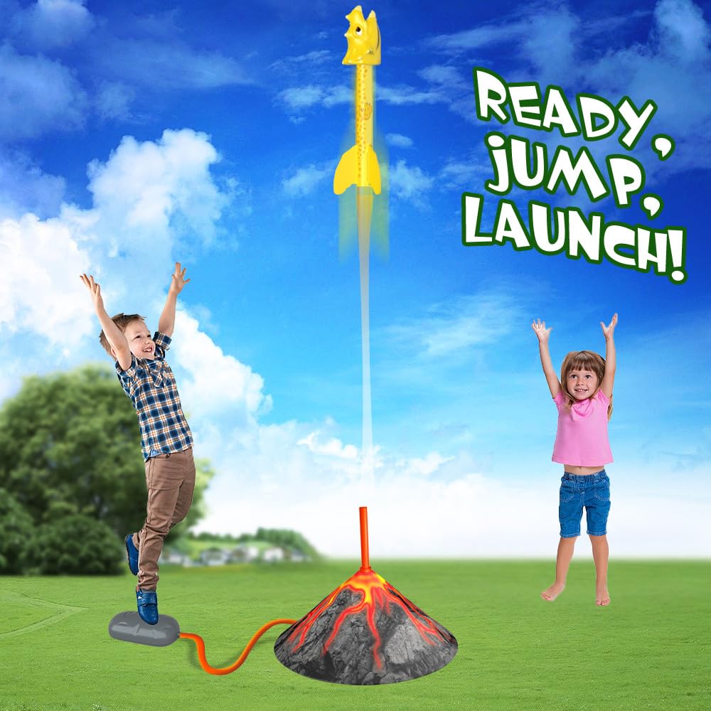 Enkerpro Dinosaur Rocket Launcher for Kids-Fun Outdoor Toys for Toddlers Ages 3 4 5 6 7 Year Old-Boys and Girls Perfect Christmas Birthday Family Party Gift-Dino Toys Stomp Rockets for Outside