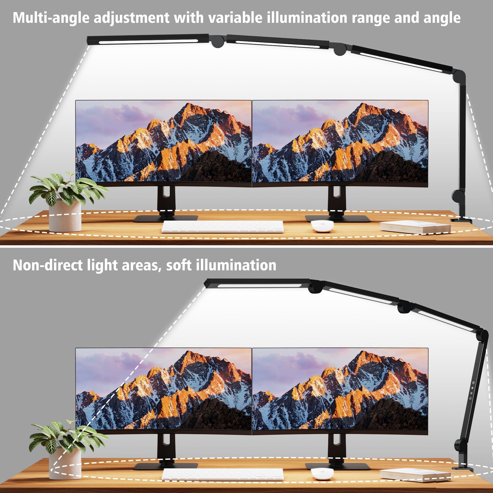 LED Desk Lamp with Clip,Flexible 4 Section 3 Light Source Office Desk Lamp,4 Color Temperatures and 5 Brightness Level Desk Light,Night Eye Protection Task Table Lamp for Home Office Studio Study Nail