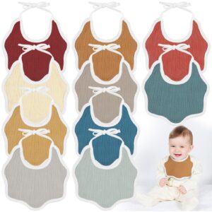 liitrsh 10 pcs baby bibs drool teething muslin bibs adjustable with ties soft absorbent cotton unisex cloth newborn bibs solid colors for toddler infant boys girls spit up