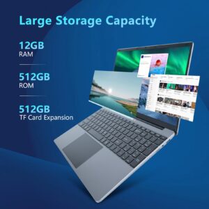 Chicbuy 15.6" Full HD 1080p IPS Laptop Computer, Intel Celeron N5095 Quad-Core Processors,12GB RAM, 512GB ROM, USB 3.0, Bluetooth 4.2,Pre-Install Windows 11,Mini HDMI, 2.4/5G WiFi, USB-A&C