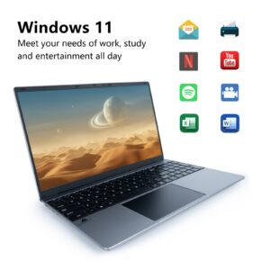 Chicbuy 15.6" Full HD 1080p IPS Laptop Computer, Intel Celeron N5095 Quad-Core Processors,12GB RAM, 512GB ROM, USB 3.0, Bluetooth 4.2,Pre-Install Windows 11,Mini HDMI, 2.4/5G WiFi, USB-A&C