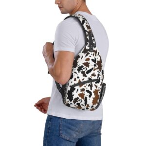 Ujalxwe Cow Print Sling Bag,Crossbody Sling Backpack,Travel Hiking Chest Bag,Daypack For Purses Shoulder Bag Women Men'S