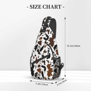 Ujalxwe Cow Print Sling Bag,Crossbody Sling Backpack,Travel Hiking Chest Bag,Daypack For Purses Shoulder Bag Women Men'S