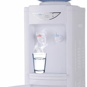 Hot & Cold Top Loading Water Dispenser, Water Cooler Dispenser for 3 or 5 Gallon Bottles with Child Safety Lock, Removable Drip &Storage Cabinet, for Home Office Dormitory