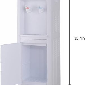 Hot & Cold Top Loading Water Dispenser, Water Cooler Dispenser for 3 or 5 Gallon Bottles with Child Safety Lock, Removable Drip &Storage Cabinet, for Home Office Dormitory