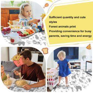 Drydiet 100 Pack 28"x47" Splat Mat for Under High Chair, Disposable Mats with Animals Print, Waterproof High Chair Mat Plastic Floor Mat Multipurpose Mat Baby Led Weaning Supplies (Forest Animal)