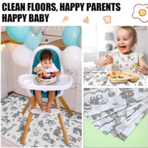 Drydiet 100 Pack 28"x47" Splat Mat for Under High Chair, Disposable Mats with Animals Print, Waterproof High Chair Mat Plastic Floor Mat Multipurpose Mat Baby Led Weaning Supplies (Forest Animal)