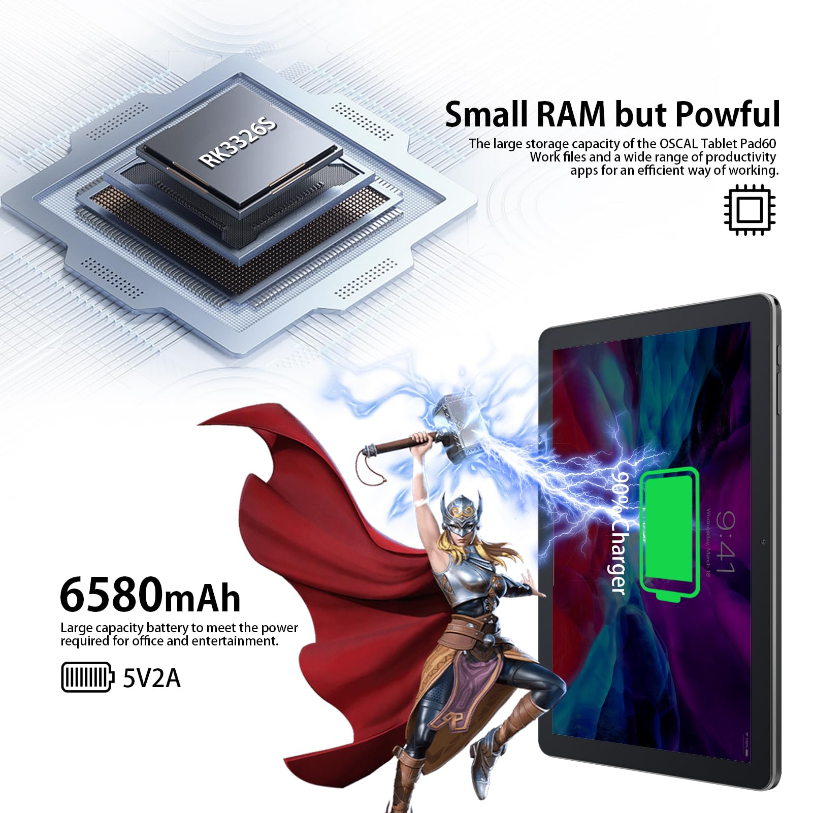 OSCAL 𝘽𝙡𝙖𝙘𝙠𝙫𝙞𝙚𝙬 Tablet 10.1 inch Android 12 Tablet, 2024 Upgraded PAD60 5GB RAM 64GB ROM (1TB TF) Tablet Android with 6580mAh Battery, 1280 x 800 HD IPS Touch Screen, Dual Camera, WiFi, BT