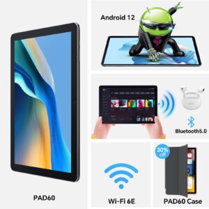 OSCAL 𝘽𝙡𝙖𝙘𝙠𝙫𝙞𝙚𝙬 Tablet 10.1 inch Android 12 Tablet, 2024 Upgraded PAD60 5GB RAM 64GB ROM (1TB TF) Tablet Android with 6580mAh Battery, 1280 x 800 HD IPS Touch Screen, Dual Camera, WiFi, BT