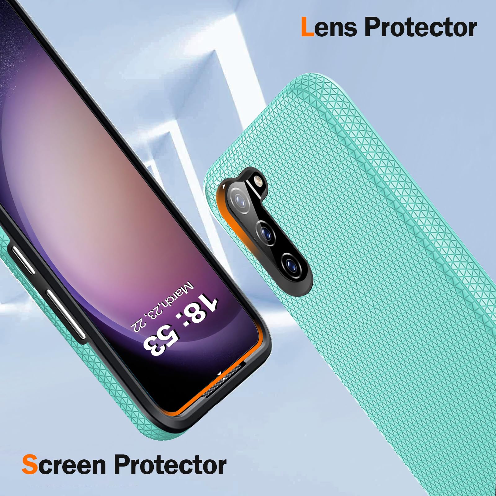 for Samsung Galaxy S23 Case with Screen Protector, Military Grade Drop Proof Protection Galaxy S23 Protective Case Rugged PC Hard & Silcone Shockproof Cover for Samsung S23 5G Phone Case Shell (Green)