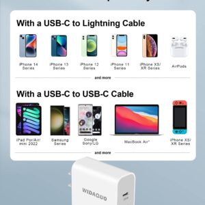 USB C Wall Charger 40W, 3Pack Dual Port USB-C Charger Block PD Power Adapter Type C Fast Charging Plug Cube Box for iPhone 14/13/12/11/Pro Max/X, Apple Watch, iPad, AirPods, Galaxy, Google Pixel 7/6