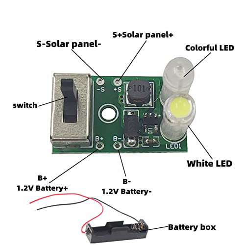 Solar Light Control Panel Kit 1.2V Solar Light Control Board Charging Protection PCB Solar Lawn Lamp Control Board Set with Instruction Manual