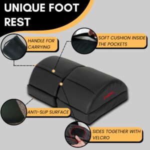 Gadgies Ergonomic Under Desk Foot Rest for Office & Home Use – Splits Into 2 – Adaptable Foot Stool Under Desk with Leather Cover – Dual Height Desk Foot Rest – Relieve Back, Lumbar & Knee Pain