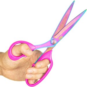 dignity left handed scissors adults,titanium coating forged stainless steel,comfort grip shears,super-sharp, for office home general use professional crafting, 9.3 inch