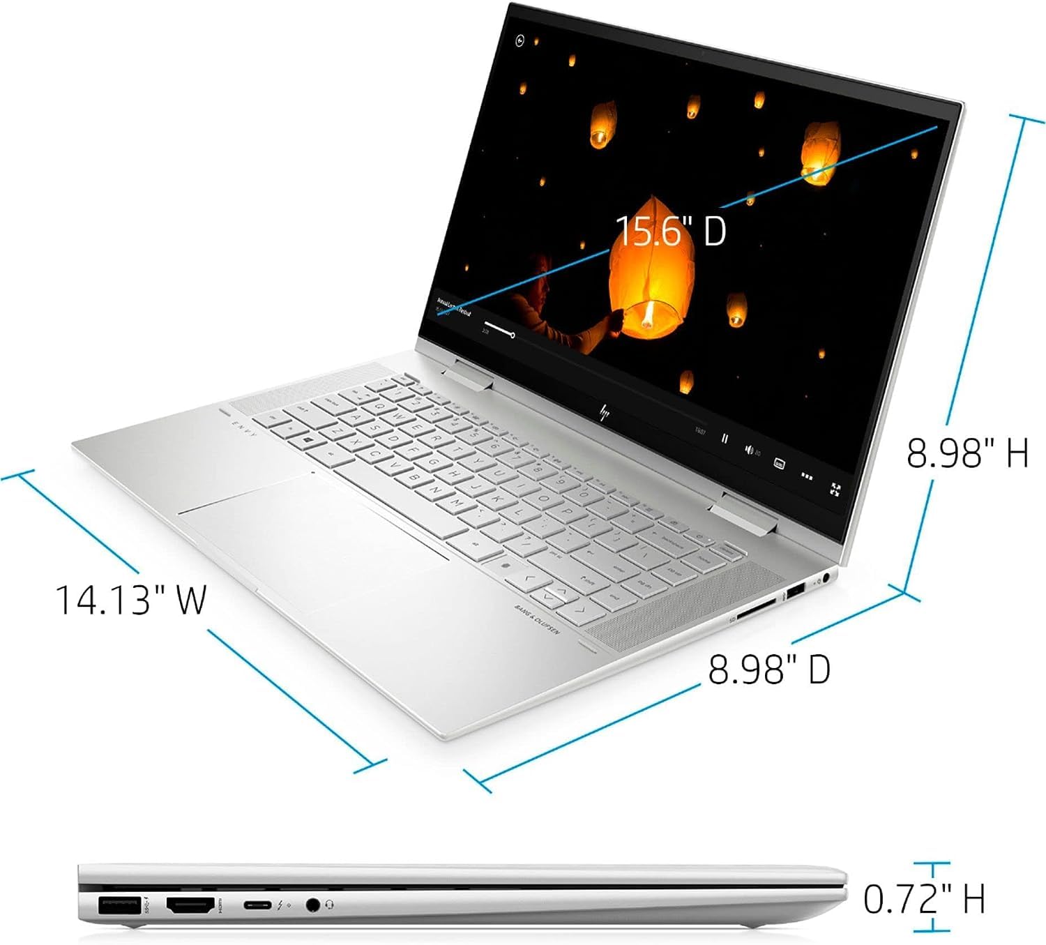 HP Envy x360 15.6" FHD Touchscreen 2-in-1 Laptop - 12th Gen Intel Core i7-1260P 12-Core up to 4.7 GHz, 16GB RAM, 1TB NVMe SSD, Intel Iris Xe Graphics, Audio by Bang & Olufsen, Pen, Windows 11 Pro