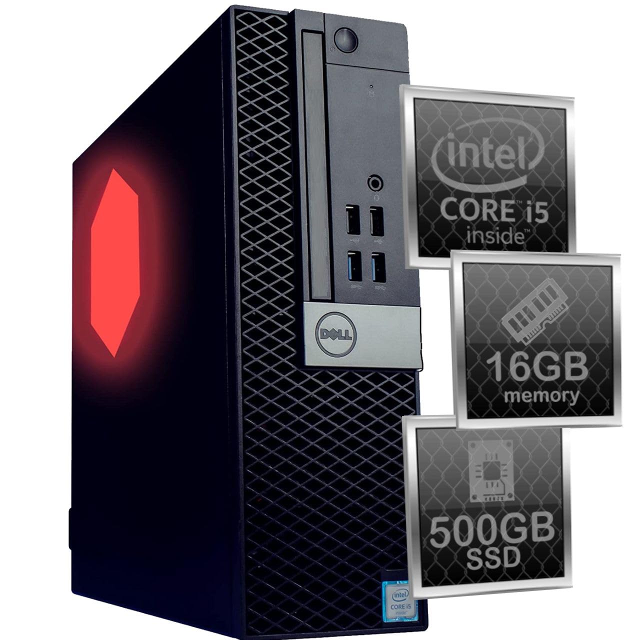 Dell Optiplex 5050 (RGB) Desktop Computer | Quad Intel i5 (3.2) | 16GB DDR4 RAM | 500GB SSD Solid State | Windows 10 Professional | Home or Office PC (Renewed)