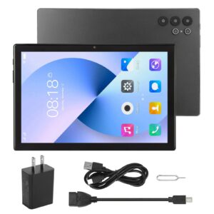 HEEPDD Computer Tablet, 8MP 24MP Dual Camera 10 Inch 100-240V US Plug WiFi Computer Tablet (Black)