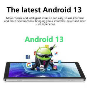 JUNINKE Tablet 10 inch Android 13 Tablets with 8GB(4+4) RAM 128GB ROM, 6000mAh Battery, TF 512GB, HD Touchscreen, WiFi, Bluetooth 5.0, Split Screen Support Tablet PC