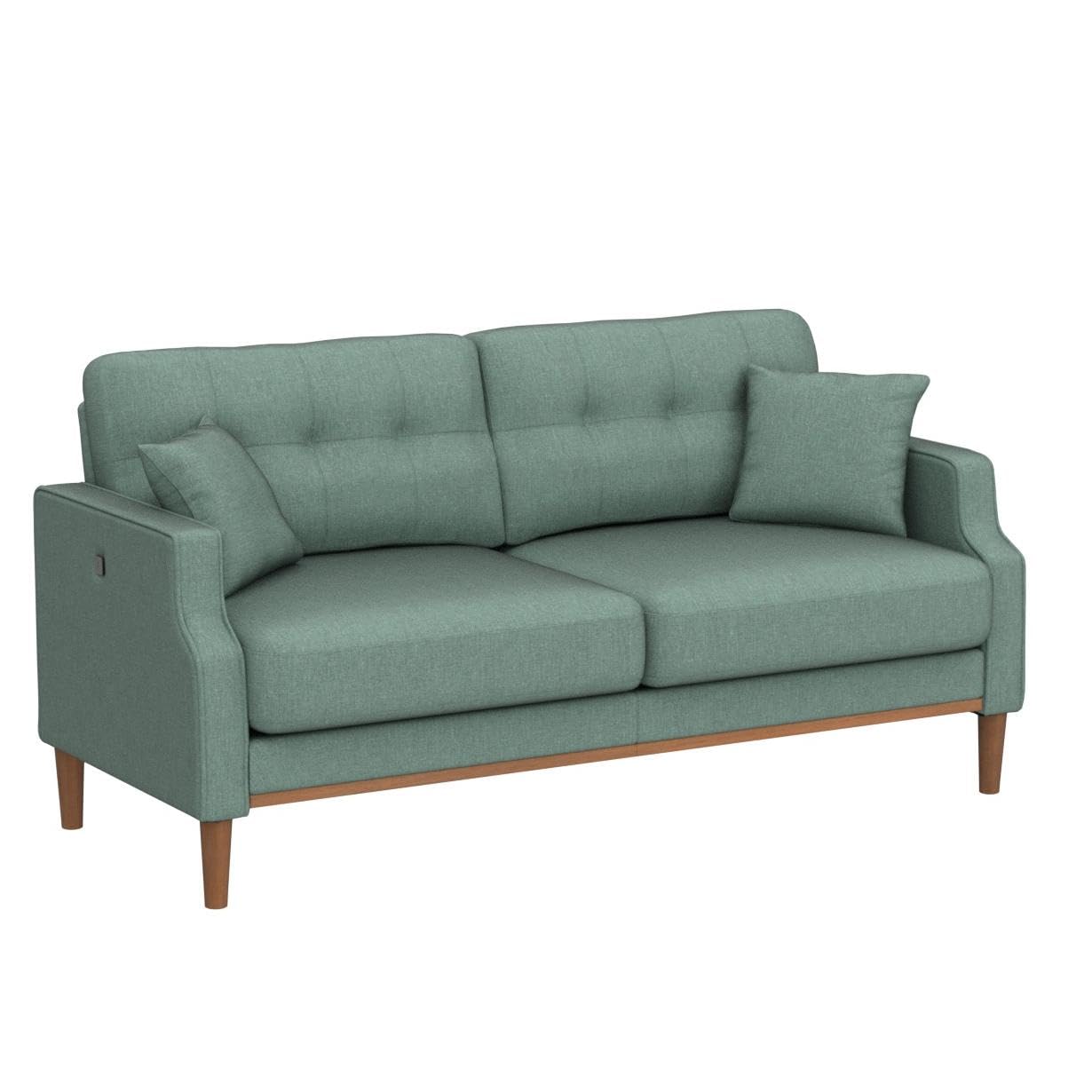 Plococo Mid-Century Modern 3 Seat Sofa Couch, The Ultimate Comfort Experience Loveseat with Thick Cushions,Waterproof Fabric,and USB Port, Aqua