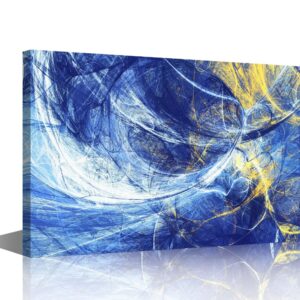 Black Art Wall Decor Blue and Yellow Paintings Canvas Wall Art Abstract Art Bathroom Decor Artwork for Wall Posters and Prints Wood Framed Wall Art Contemporary Home Decor Ready to Hang(24" Wx16 H)