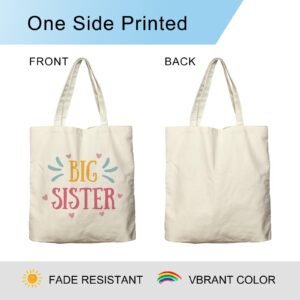 Dlzdn Big Sister Canvas Tote Bag For Women Aesthetic Cute Big Sister Tote Bag Shopping Grocery Bag Beach Bag Gifts for Women Teacher Bag Reusable Grocery Bag