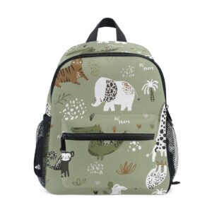 chifigno toddler backpack jungle tiger koala animals green preschool bag small backpack for girls boys kindergarten elementary junior primary