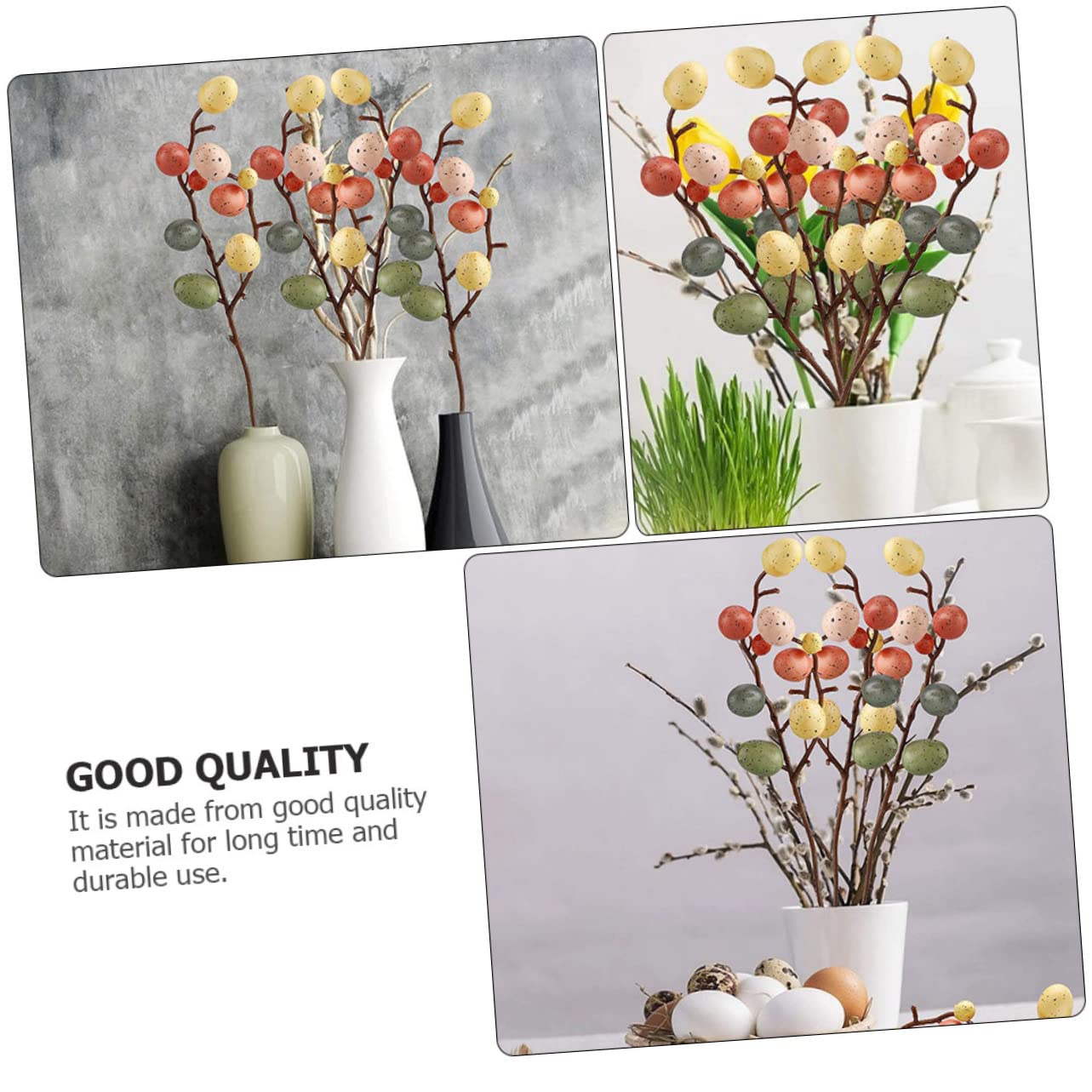 Abaodam 2pcs 5 Egg Decoration DIY Easter Eggs Floral Branches for Easter pots for Indoor Plants Easter Egg Twigs Easter Tree Branches Easter Eggs Decor Easter stem Foam Suite Household